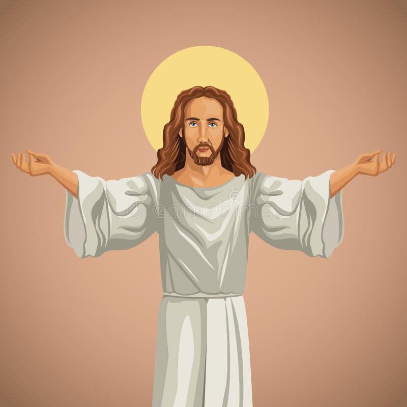 Imagem Rezando Religiosa De Jesus Christ Ilustração Stock - Ilustração ...