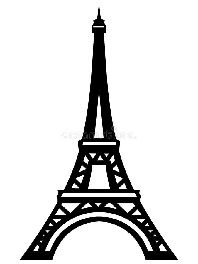 Silueta Del Vector Del Negro De La Torre Eiffel De La Ciudad De París ...