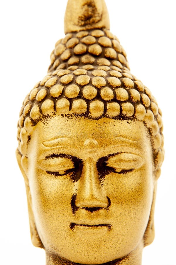 Imagen Del Fondo Blanco De La Cabeza Del Buddha Dorado Imagen De Archivo Imagen De Pista