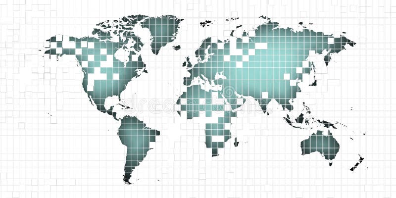 Digital Silhouette of World Map Stock Illustration - Illustration of ...