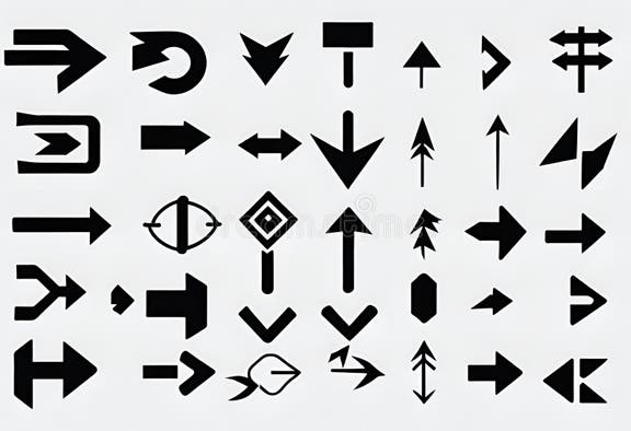 Vector Illustration of Arrow Icons Set, Collection Different Arrows ...