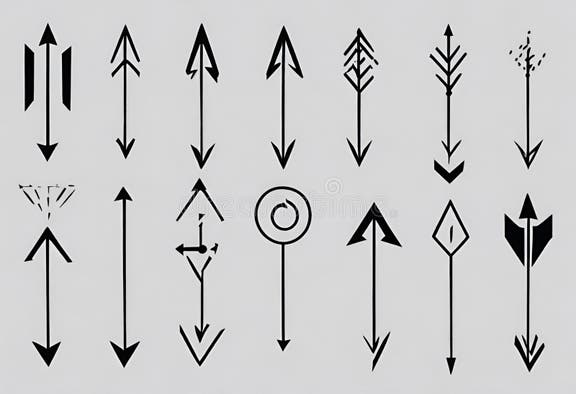 Vector Illustration of Arrow Icons Set, Collection Different Arrows ...