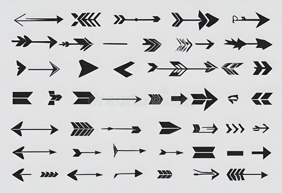 Vector Illustration of Arrow Icons Set, Collection Different Arrows ...