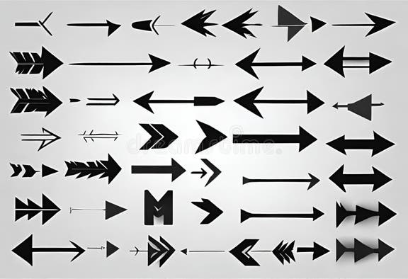 Vector Illustration of Arrow Icons Set, Collection Different Arrows ...