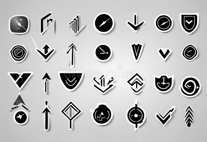 Vector Illustration of Arrow Icons Set, Collection Different Arrows ...
