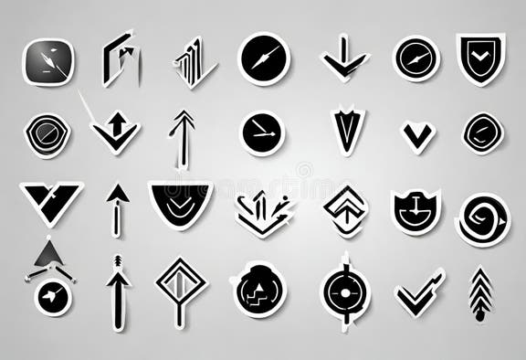 Vector Illustration of Arrow Icons Set, Collection Different Arrows ...