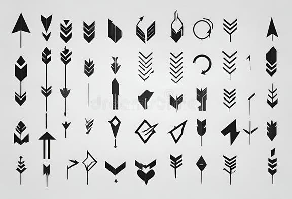 Vector Illustration of Arrow Icons Set, Collection Different Arrows ...