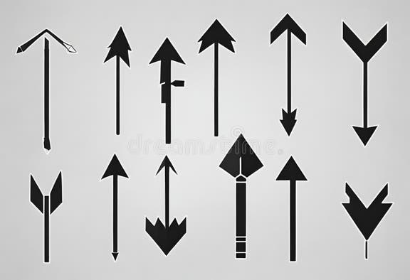 Vector Illustration of Arrow Icons Set, Collection Different Arrows ...