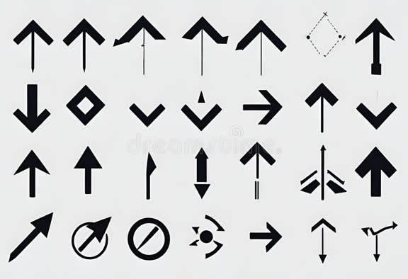 Vector Illustration of Arrow Icons Set, Collection Different Arrows ...