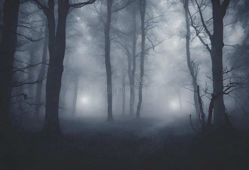 Navigating a Spooky Halloween Night in the Misty Foggy Forest, V4 Stock ...