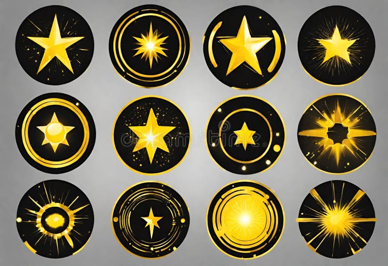 Set of Custom Stars for Logo and Design Edits, V9 Stock Illustration ...