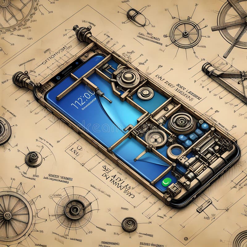 Smartphone Blueprint stock image. Image of technology - 299966029