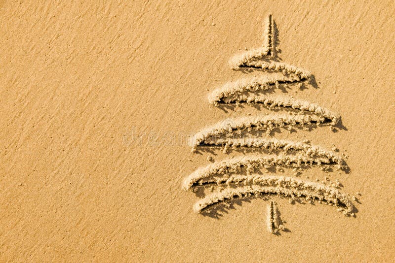 Images Christmas Tree in the Sand Stock Photo - Image of shoreline ...