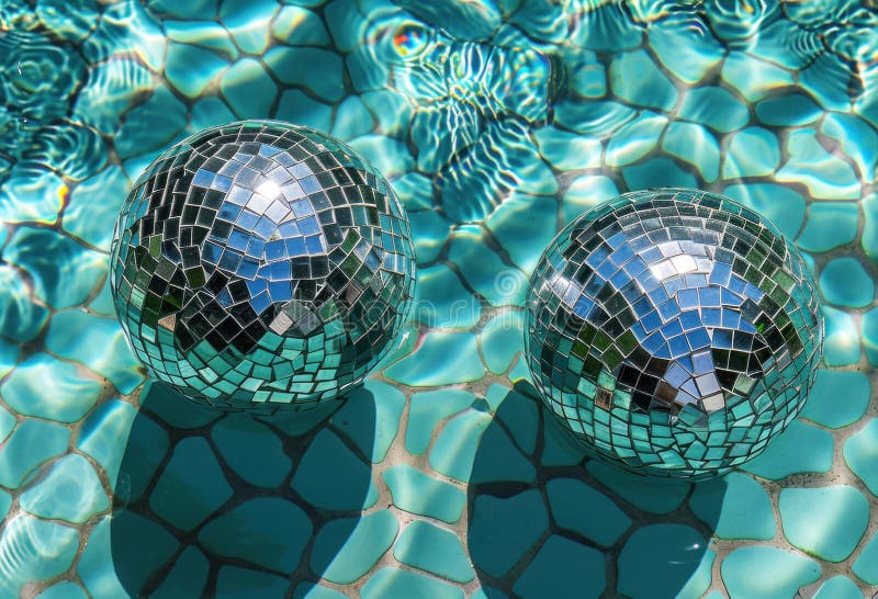 Images of Disco Balls Floating in a Swimming Pool Stock Image - Image ...