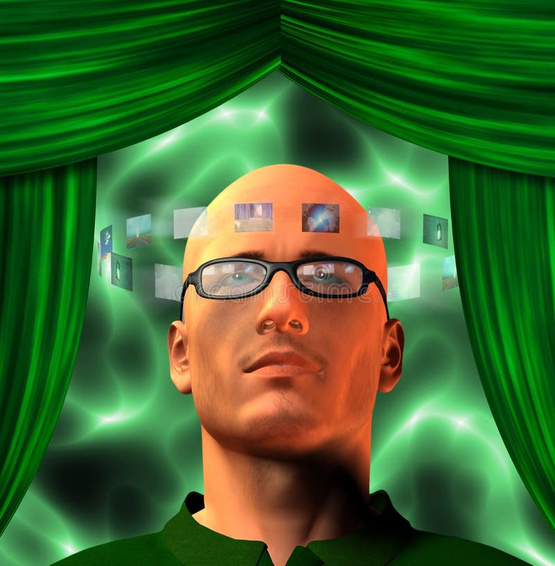 Images encircle mans head stock illustration. Illustration of ...