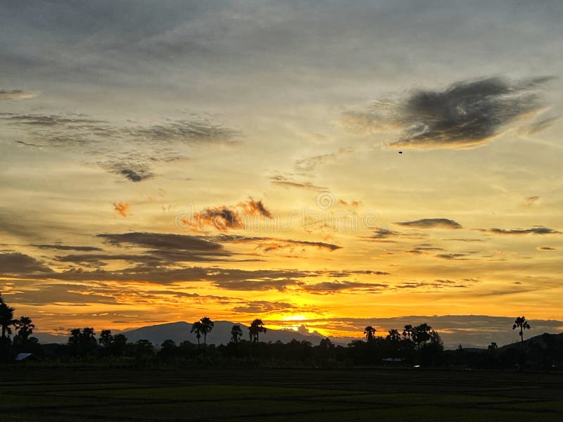 Images of the Evening Sun from Different Time Periods. Stock Photo ...