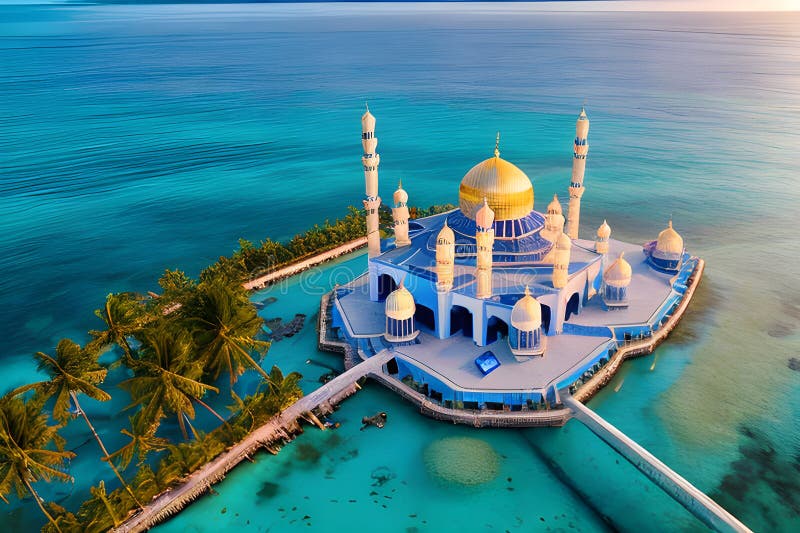 Images of the Majestic Muslim Mosque on the Surface of a Crystal Clear ...