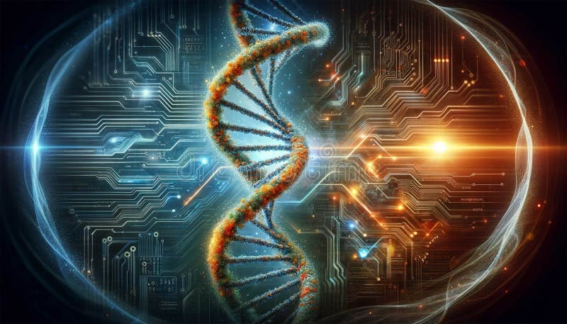 Images Showing the Fusion of the DNA Double Helix with Futuristic ...