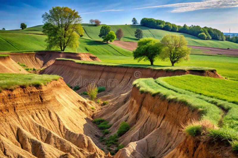 Images Showing Soil Erosion. Generated Using AI. Stock Illustration ...