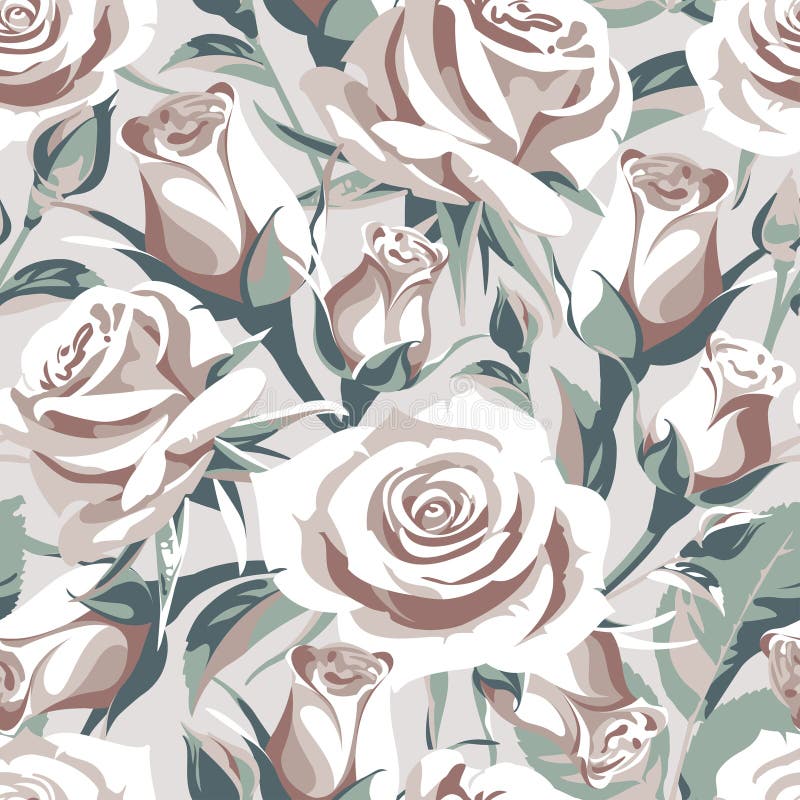 Seamless Floral Patterns with Pink Roses on the Light Background. Stock ...