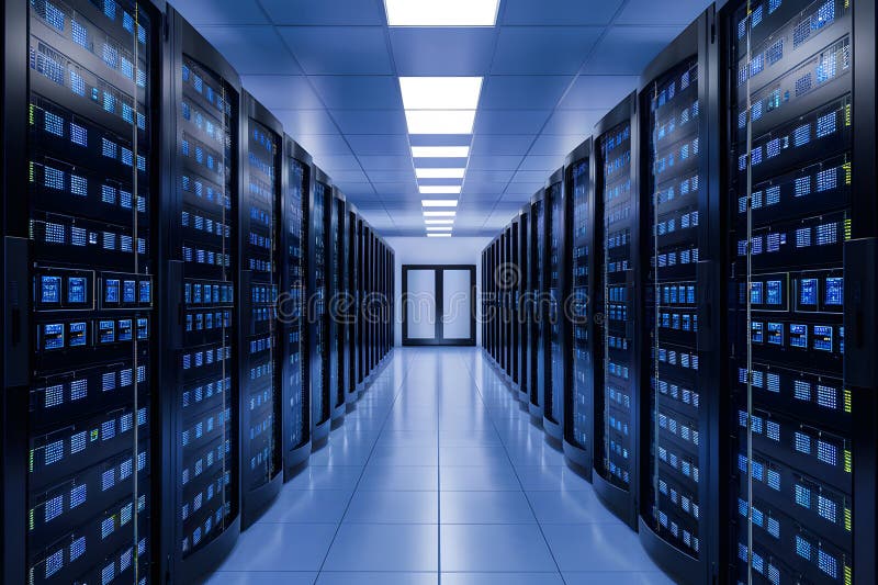 ImageStock Data Center with Computer Racks in Bright Light, Technology ...