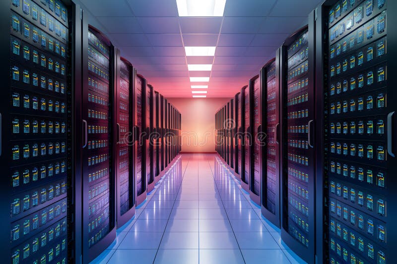 ImageStock Data Center with Computer Racks in Bright Light, Technology ...