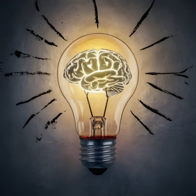 ImageStock Light Bulb with Brain Inside, Symbolizing the Concept of ...
