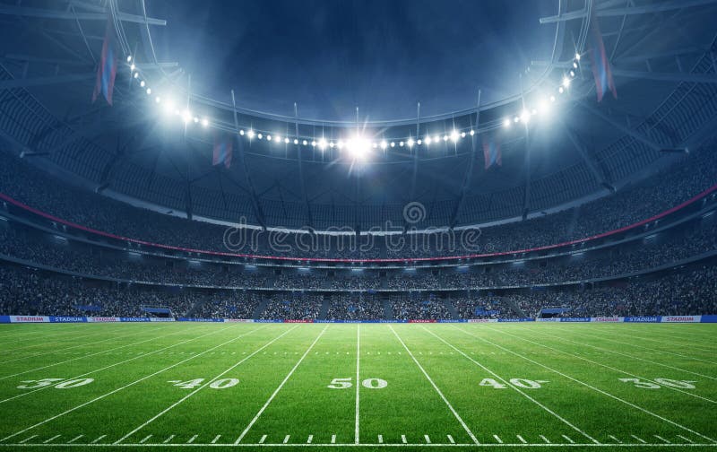 American Football Stadium at Night with Empty Field. Stock Illustration ... American Football Stadium at Night with Empty Field. Stock Illustration ...