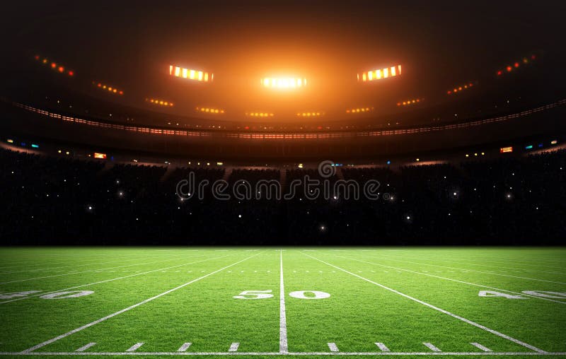 Illuminated American Football Stadium Under the Dark Sky Stock ... Illuminated American Football Stadium Under the Dark Sky Stock ...
