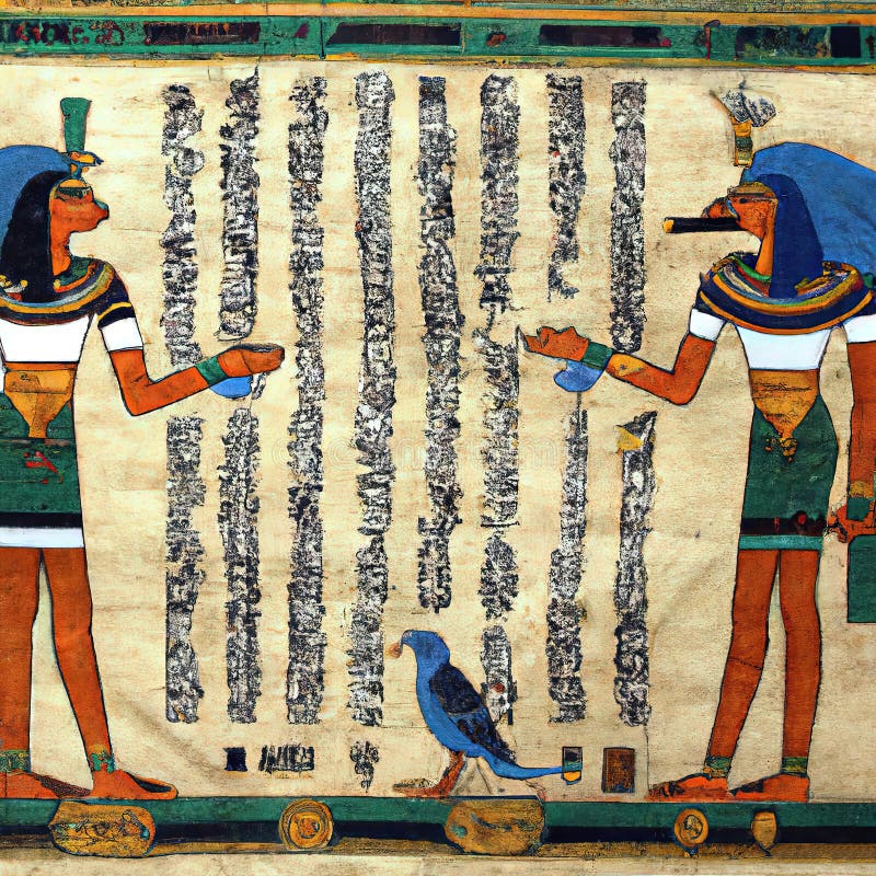 Imaginary Ancient Egyptian Papyrus of Horus Stock Illustration ...