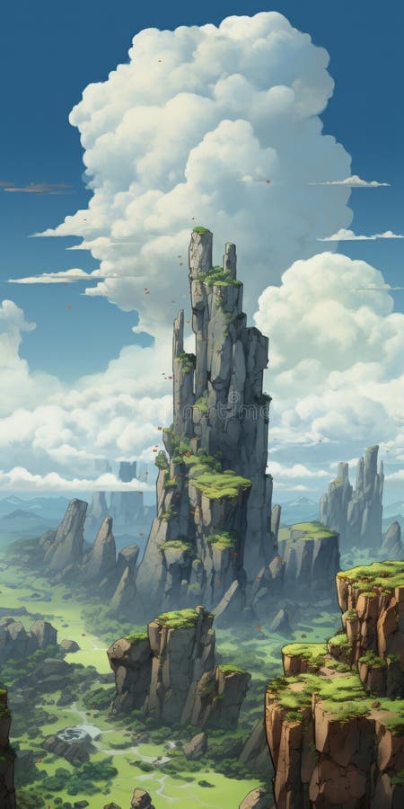 Imaginary Anime Landscape: Graceful Balance of Gigantic Rock Formations ...