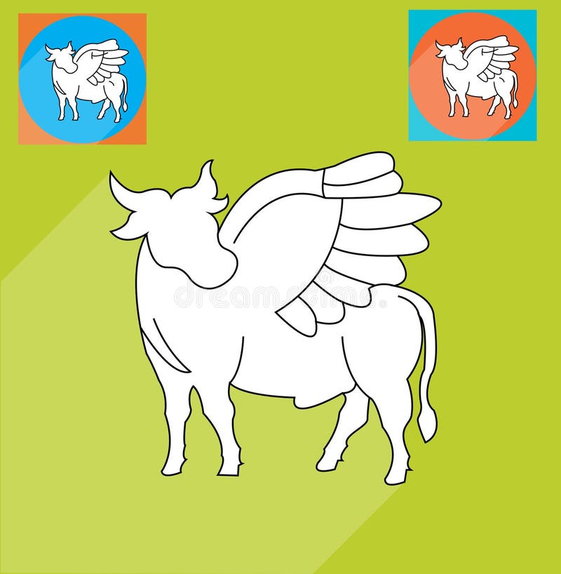 Imaginary bull with wings stock vector. Illustration of breed - 295615516