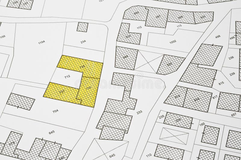 Imaginary Cadastral Map with Buildings, Land Parcel and Vacant Plot ...