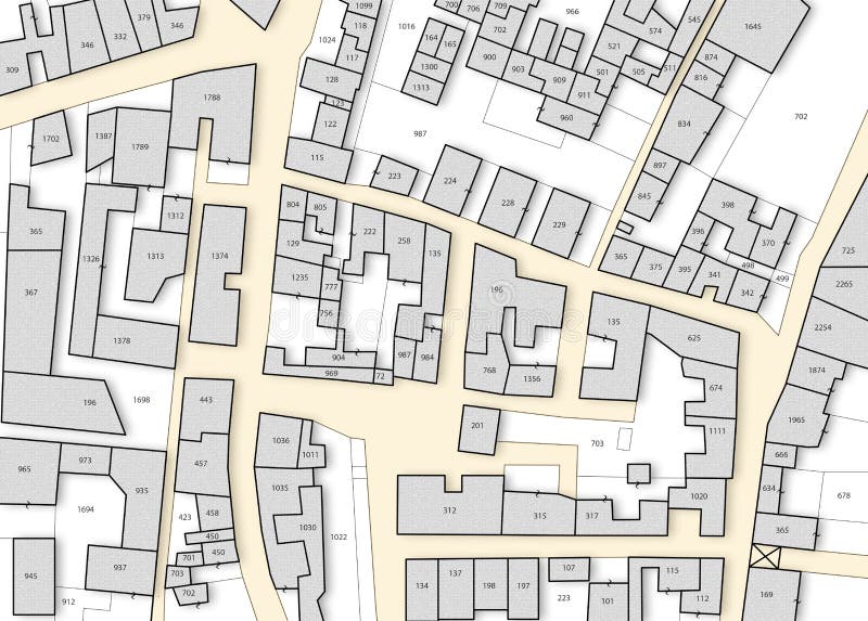 Imaginary Cadastral Map with Buildings, Land Parcel and Vacant Plot ...