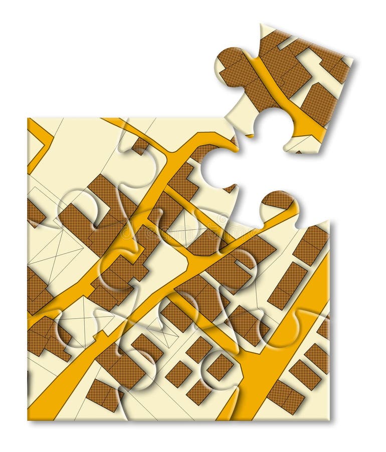 Imaginary Cadastral Map of Territory with Buildings and Roads - Concept ...