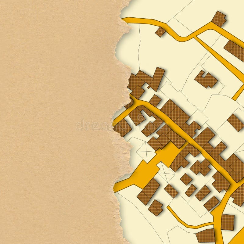 Imaginary Cadastral Map of Territory with Buildings, Roads and Land ...