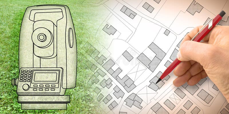 Imaginary Cadastral Map of Territory with Buildings, Roads, Land Parcel ...