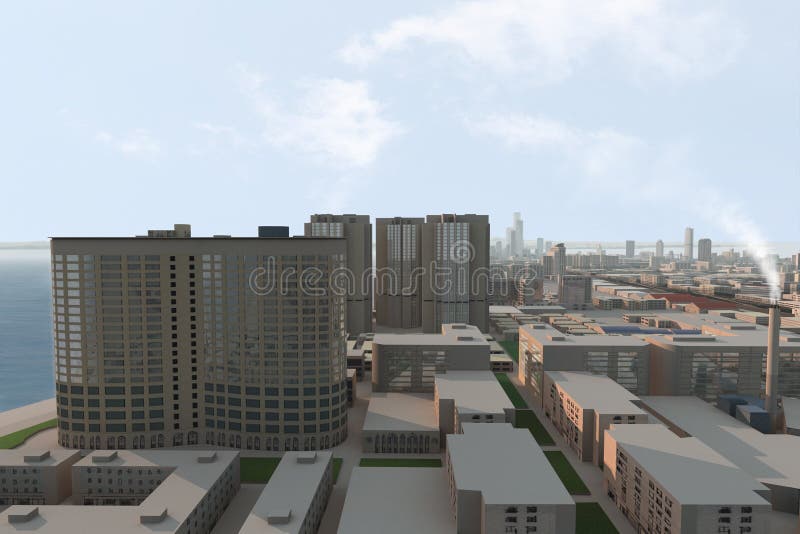 Imaginary city 85 stock illustration. Illustration of harbour - 10974925