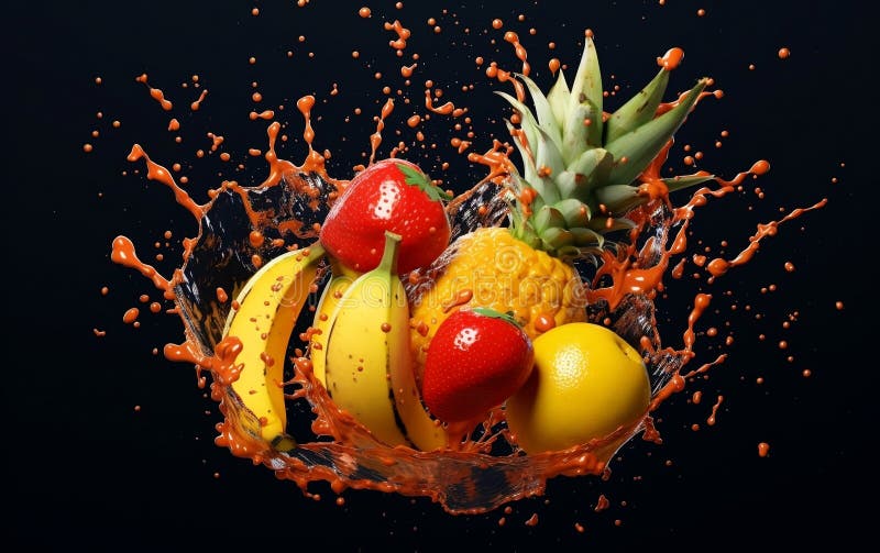 Imaginary Fruit Splash , AI Stock Illustration - Illustration of fusion ...