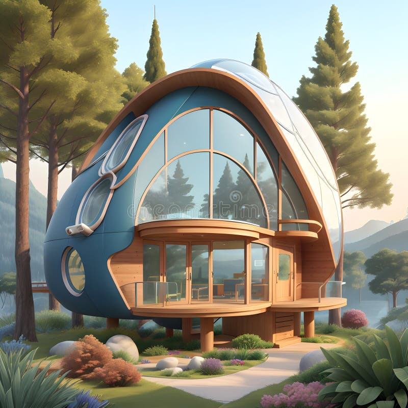 Imaginary Futuristic and Ecological Style Architectural of a Three ...