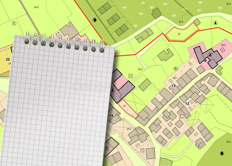 Imaginary General Urban Plan and Cadastral Map of Territory with ...