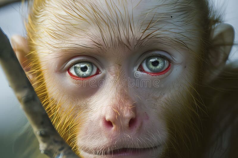 Monkey with Human Face and Eyes, AI Generated Stock Illustration ...
