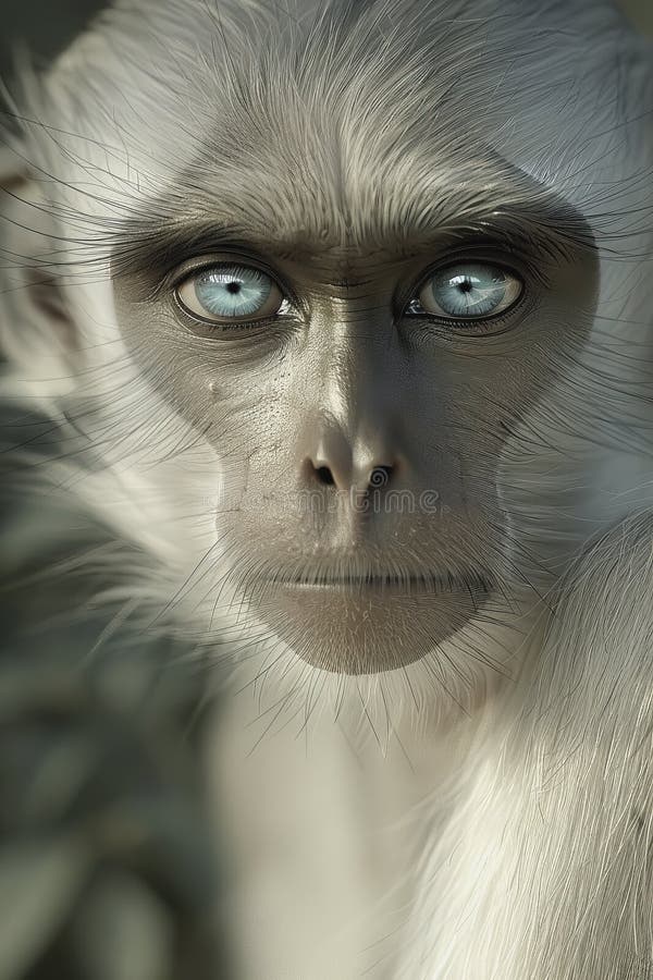 Monkey with Human Face and Eyes, AI Generated Stock Illustration ...