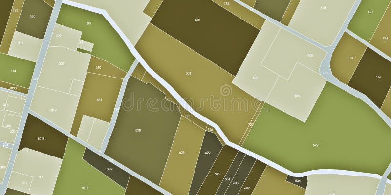 Imaginary Rural Cadastral Map Concept with Cadastral Parcels of ...