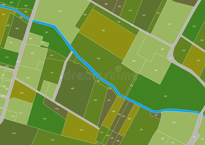 Imaginary Rural Cadastral Map Concept with Cadastral Parcels of ...