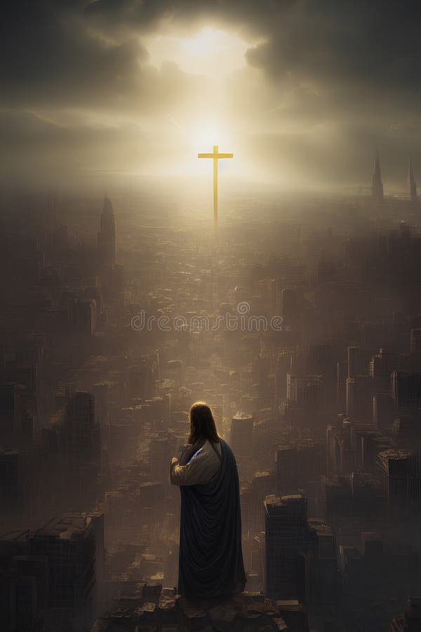 Imaginary Scene of the Savior of the World Stands in the Midst of the ...