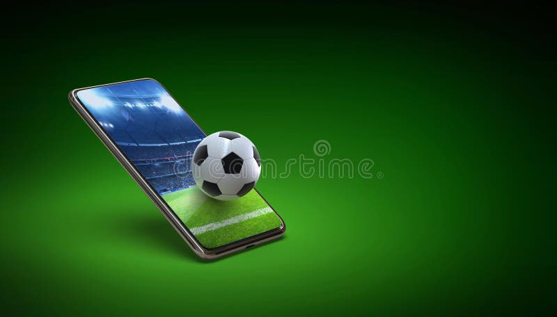 Immersive Soccer Experience on Mobile Device on the Green Background ...