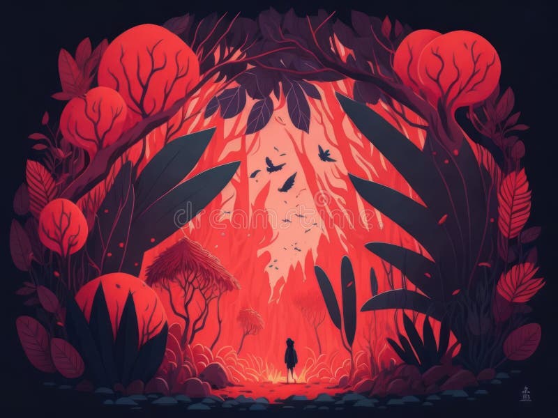 Imaginary Star Landscape Full of Red Creatures.generative AI Stock ...