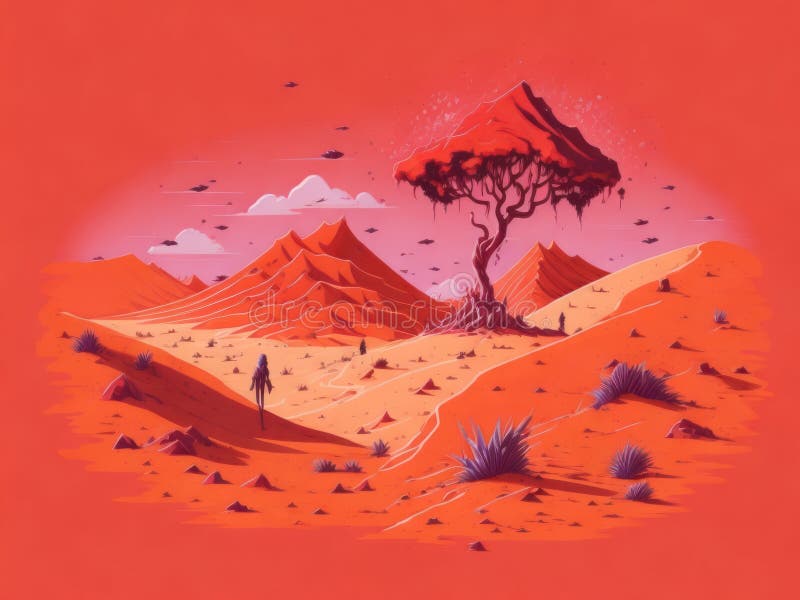 Imaginary Star Landscape Full of Red Creatures.generative AI Stock ...