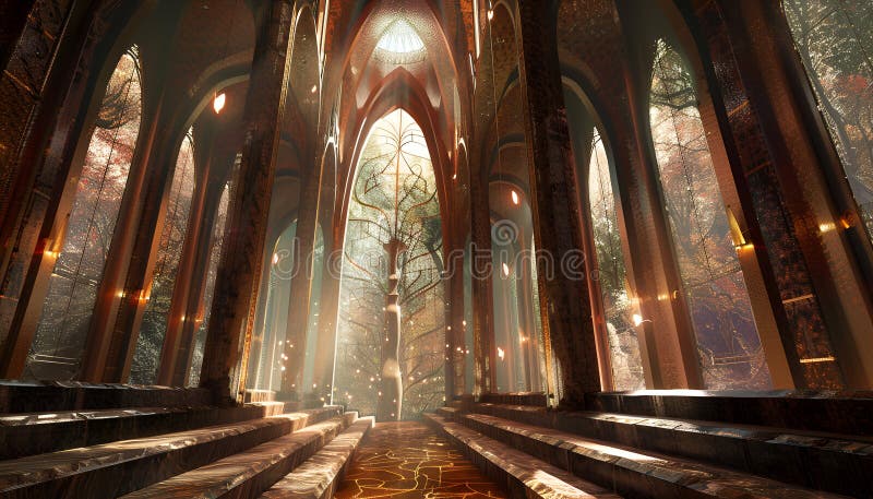 Imaginary Temple Church Interior with a Fantastical Design and ...